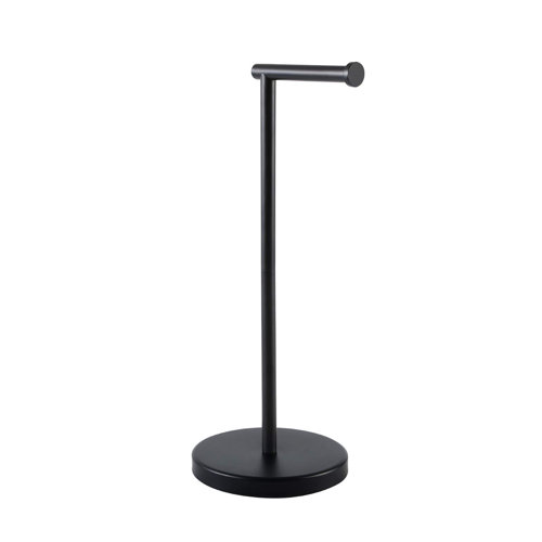 Ebern Designs Black Toilet Roll Holder Free Standing With Weighted Base